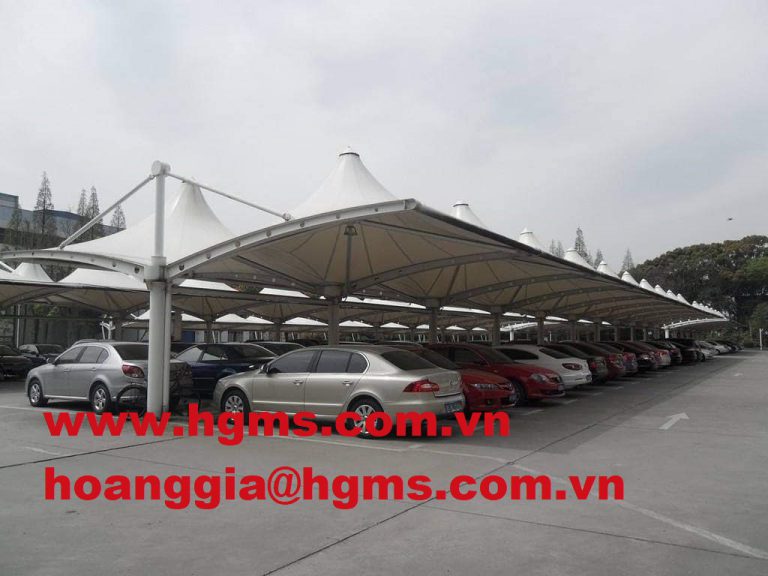 Thi Công Nhà Để Xe Bằng Khung Thép Tiền Chế Bạt Căng | Mái Che Bạt căng Mái bạt căng Kiến Trúc ...