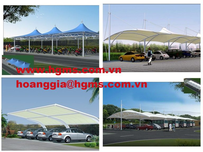 Thi Công Nhà Để Xe Bằng Khung Thép Tiền Chế Bạt Căng | Mái Che Bạt căng Mái bạt căng Kiến Trúc ...